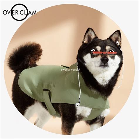 OVERGLAM英伦风可调节薄外套中小型犬狗狗猫高领风衣网红宠物衣服 虎窝淘