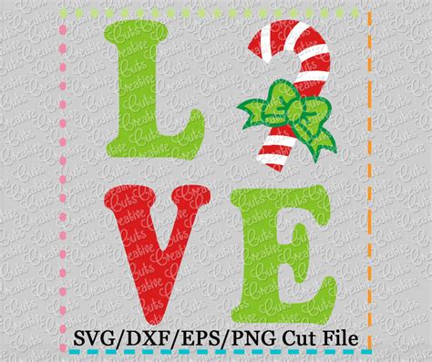 Love Candy Cane Cutting File Svg Dxf Eps Creative Appliques