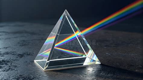 Glass Prism Splitting Light Into Rainbow Spectrum Image Stock