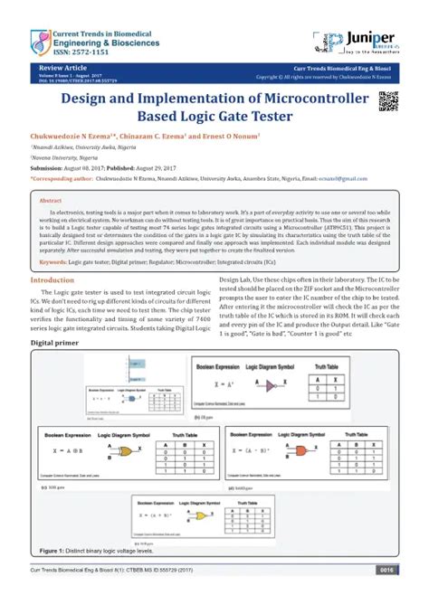 Design And Implementation Of Microcontroller Based Logic Gate Tester