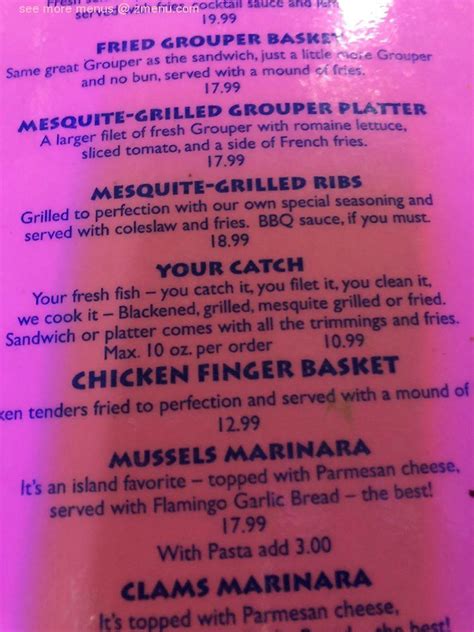 Menu At Lazy Flamingo Restaurant Fort Myers