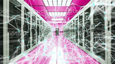 데이터 센터 웹 네트워크 및 인터넷 전기 통신 기술 3d 렌더링의 서버 룸 및 연결 점 3차원 형태에 대한 스톡 사진 및 기타 이미지 3차원 형태 Cpu 건축물