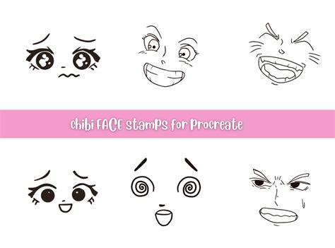 15 Chibi Face Stamps Procreate Procreate Face Procreate Chibi