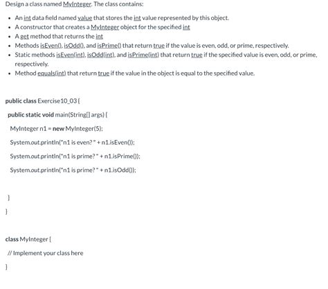 Solved Design A Class Named Myinteger The Class Contains