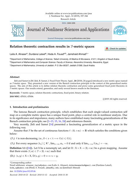 Pdf Relation Theoretic Contraction Results In F Metric Spaces