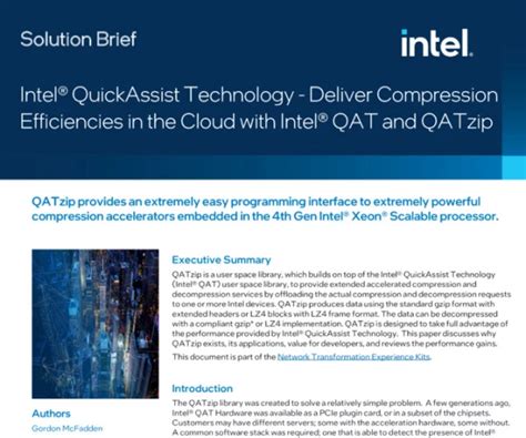 Intel® Quickassist Technology Deliver Compression Efficiencies In The