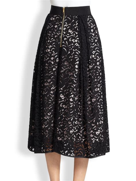 Milly Lace Midi Skirt In Black Lyst