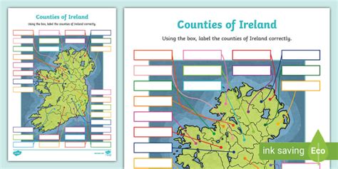 Counties Of Ireland Activity Sheet Lehrer Gemacht Twinkl