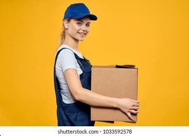 Indian Woman Holding Box Courier Blue Images Stock Photos Vectors Shutterstock