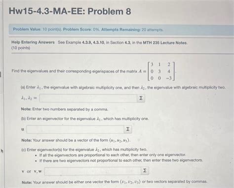 solved ind the eigenvalues and their corresponding