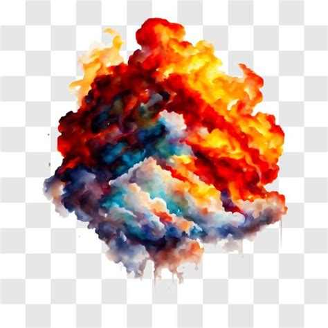Download Vibrant Watercolor Painting Of A Volcanic Eruption Png Online