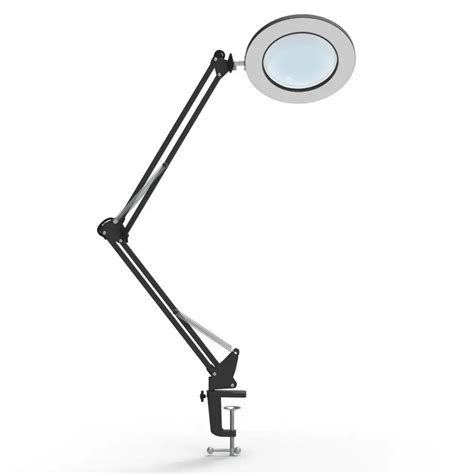 7w Led 확대경 금속 클램프 스윙 암 책상용 램프 무단 조광 3 색 확대경 Led 램프 3x41 직경 렌즈 흰색