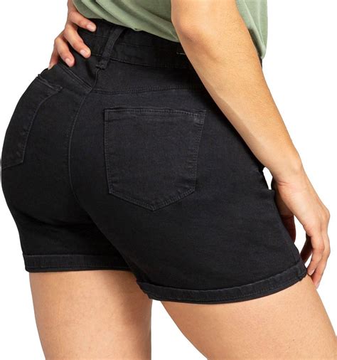 Stylish Womens Double Button Denim Shorts