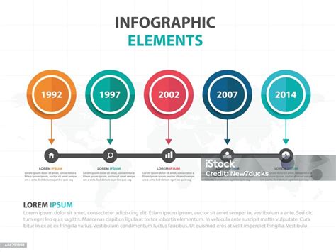 추상 다채로운 서클 비즈니스 타임 라인 인포 그래픽 요소 프리 젠 테이 션 템플릿 플랫 0명에 대한 스톡 벡터 아트 및 기타 이미지 0명 다이어그램 디자인 Istock