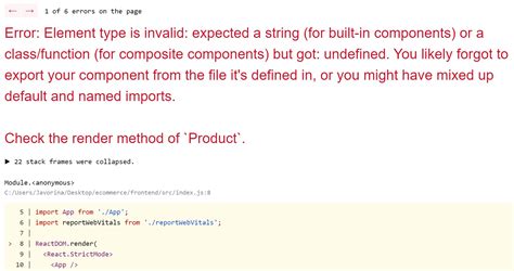 Reactjs Error Element Type Is Invalid Expected A String For Built