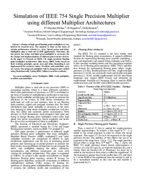 Simulation Of Ieee 754 Single Precision Multiplier Using Different