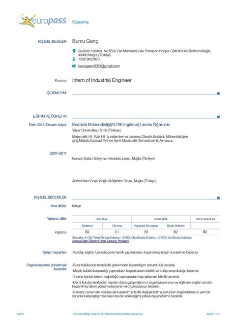 Europass Cv Template Free Cv Europass Ekrem Tufan En 28102017 It