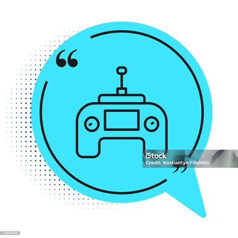 黑線無人機無線電遙控發射器圖標隔離在白色背景上藍色語音氣泡符號向量向量圖形及更多multicopter圖片 Multicopter