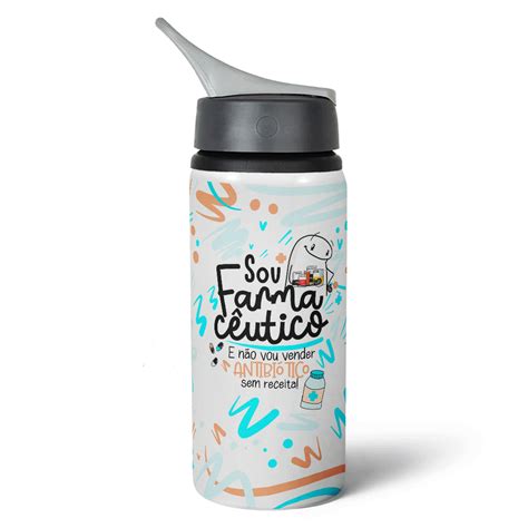 Garrafa Squeeze NK Flork Profissões Sou Farmacêutico Fun Geek Store