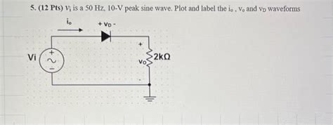 Solved 5 12 Pts Vi Is A 50 Hz 10−v Peak Sine Wave Plot