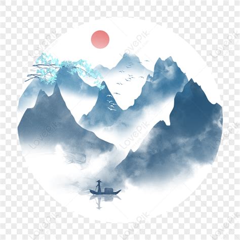 중국 스타일의 잉크 풍경 Png 일러스트 무료 다운로드 Lovepik