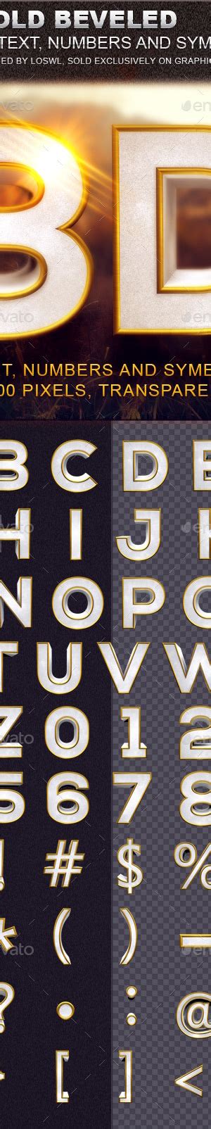 Gold Beveled 3d Text And Symbols Graphics Graphicriver