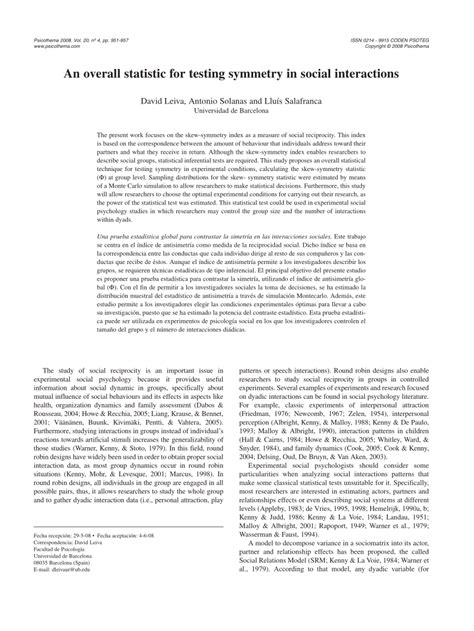 Pdf An Overall Statistic For Testing Symmetry In Social Interactions