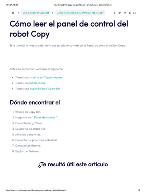How To Read The Copy Bot Dashboard Cryptohopper Documentation Pdf