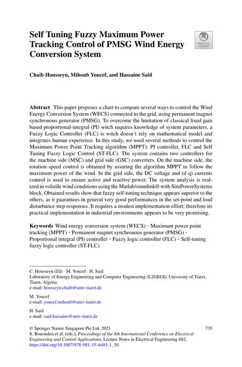 Pdf Self Tuning Fuzzy Maximum Power Tracking Control Of Pmsg Wind Energy Conversion System