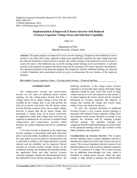 Implementation Of Improved Z Source Inverter With Reduced Z