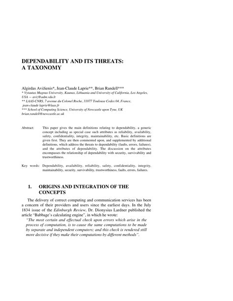 pdf dependability and its threats a taxonomy