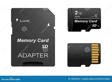 Set of Black Standard 2 Tb Digital Sd Memory Cards Front and Back with ...