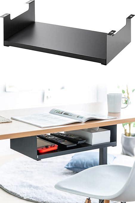 Jp サンワダイレクト テーブル下収納ラック 後付け 木ネジ固定 デスク下 収納 A4対応 スチール製 ブラック 100 Kb016bk 文房具・オフィス用品