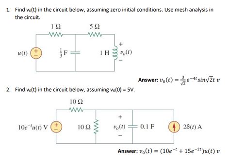 Solved Find Vo T In The Circuit Below Assuming Zero Chegg