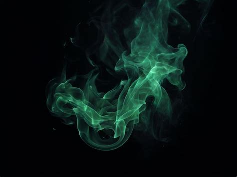 Dark Background Green Smoke And Magic Lines Premium Ai Generated Image