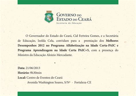 Convite Para A Premia O Dos Melhores Desempenhos No Programa