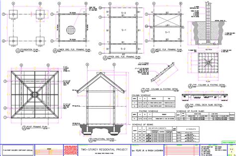 Two Storey Residential Structure Plan With Foundation Dwg
