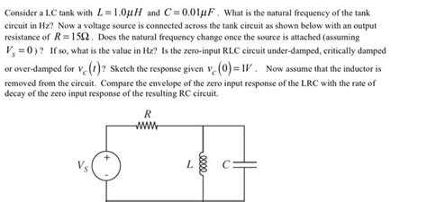 Solved Consider A Lc Tank With L 1 0μh And C 0 01μf What Is