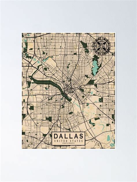 Dallas City Map Of Texas Usa Vintage Poster For Sale By Demap