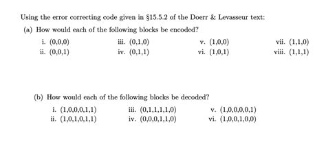 Solved Using The Error Correcting Code Given In 1552 Of