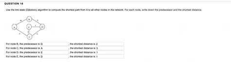 Solved Question 18 Use The Link State Dijkstras Algorithm
