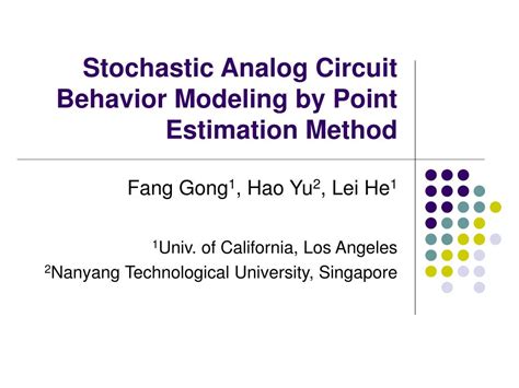 Ppt Stochastic Analog Circuit Behavior Modeling Point Estimation Method Powerpoint