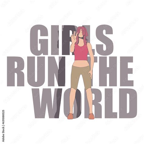 Woman Standing In Pose Of Winner Sport Girl Illustration Young Woman