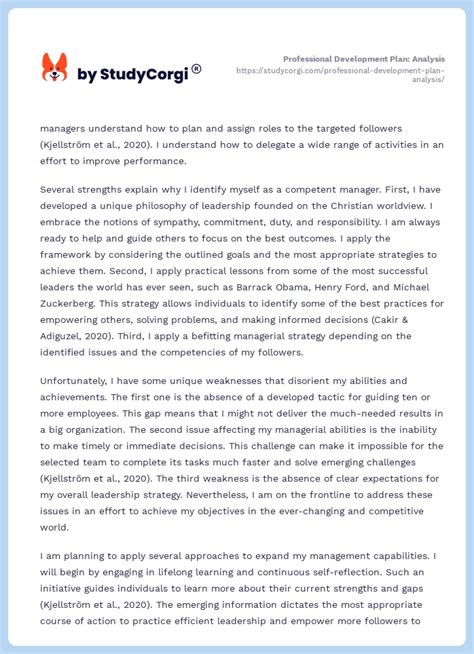 Professional Development Plan Analysis Free Essay Example