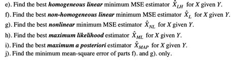 E Find The Best Homogeneous Linear Minimum Mse
