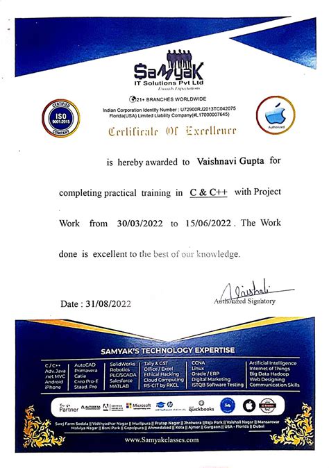 Vaishnavi Gupta On Linkedin Im Happy To Share That I Have Completed My Training And Learning