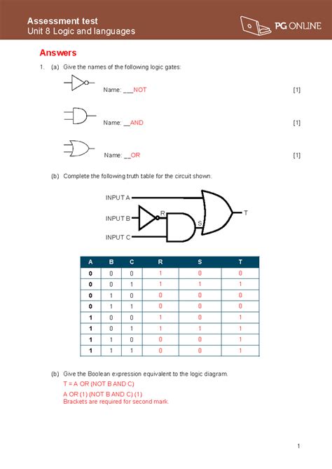 unit 8 assessment answers unit 8 logic and languages answers 1 a