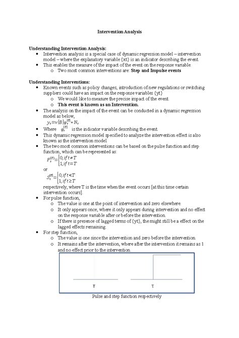 Intervention Analysis This Enables The Measure Of The Impact Of The