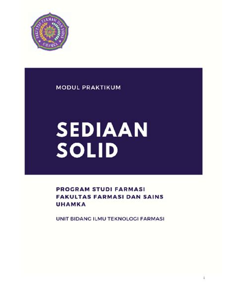 Pdf Modul Praktikum Teknologi Sediaan Farmasi Solid 2020