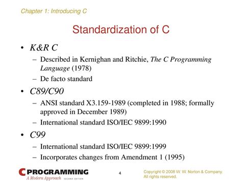 Introducing C Chapter 1 Copyright 2008 W W Norton Company Ppt